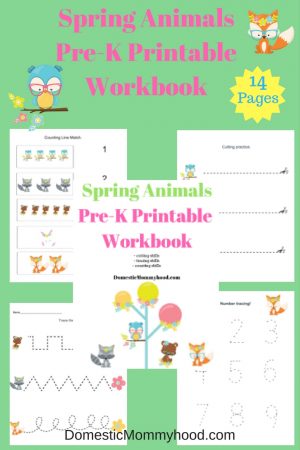 Free Spring Animals Pre-K Printable Workbook - Domestic Mommyhood